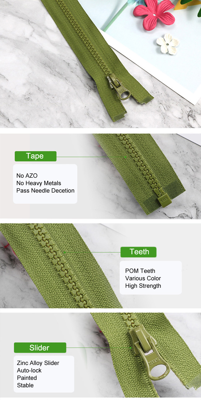 Standard Normal Plastic (Derlin) Zipper | Kia Zipper